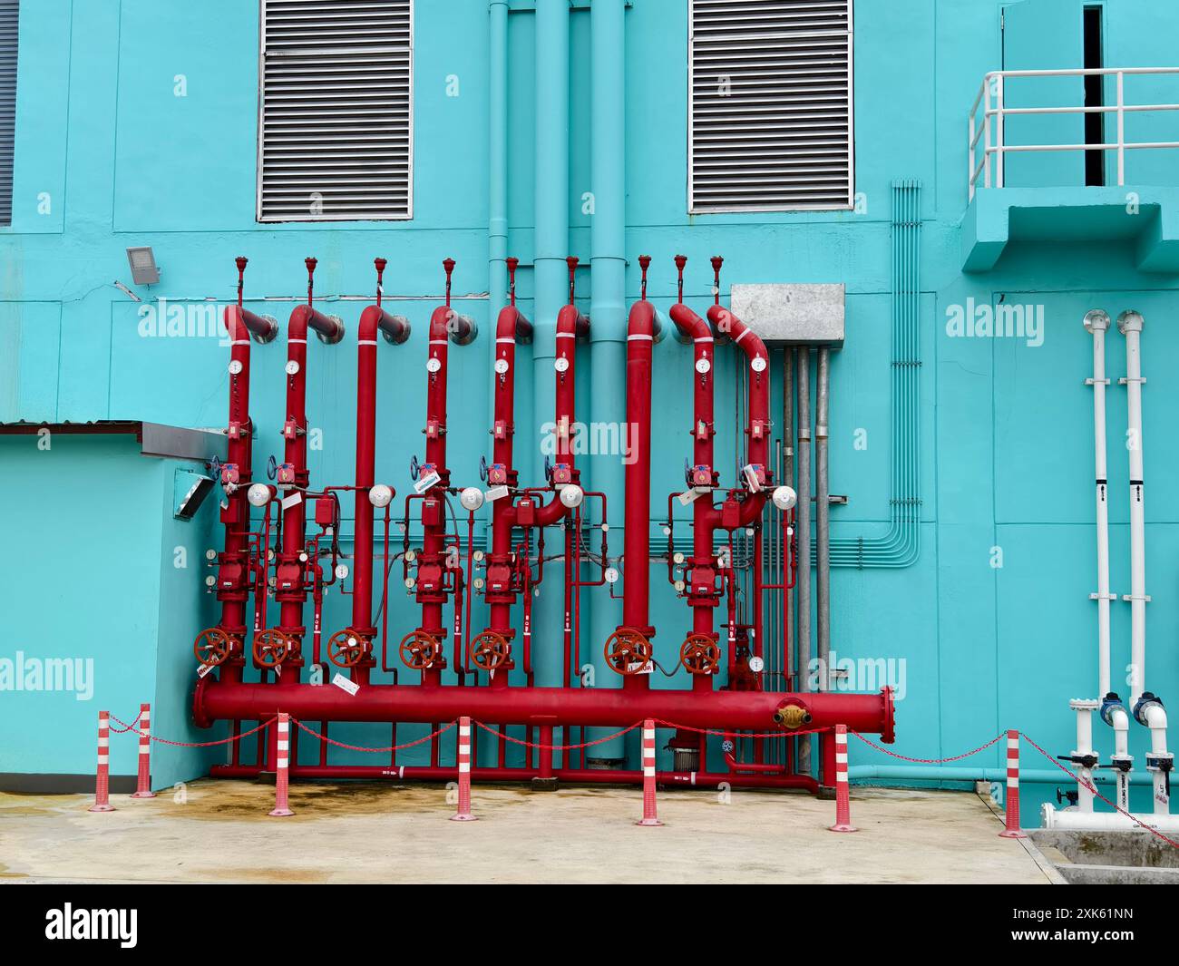 Header pipes valve zone and fire alarm control system at industrial ...