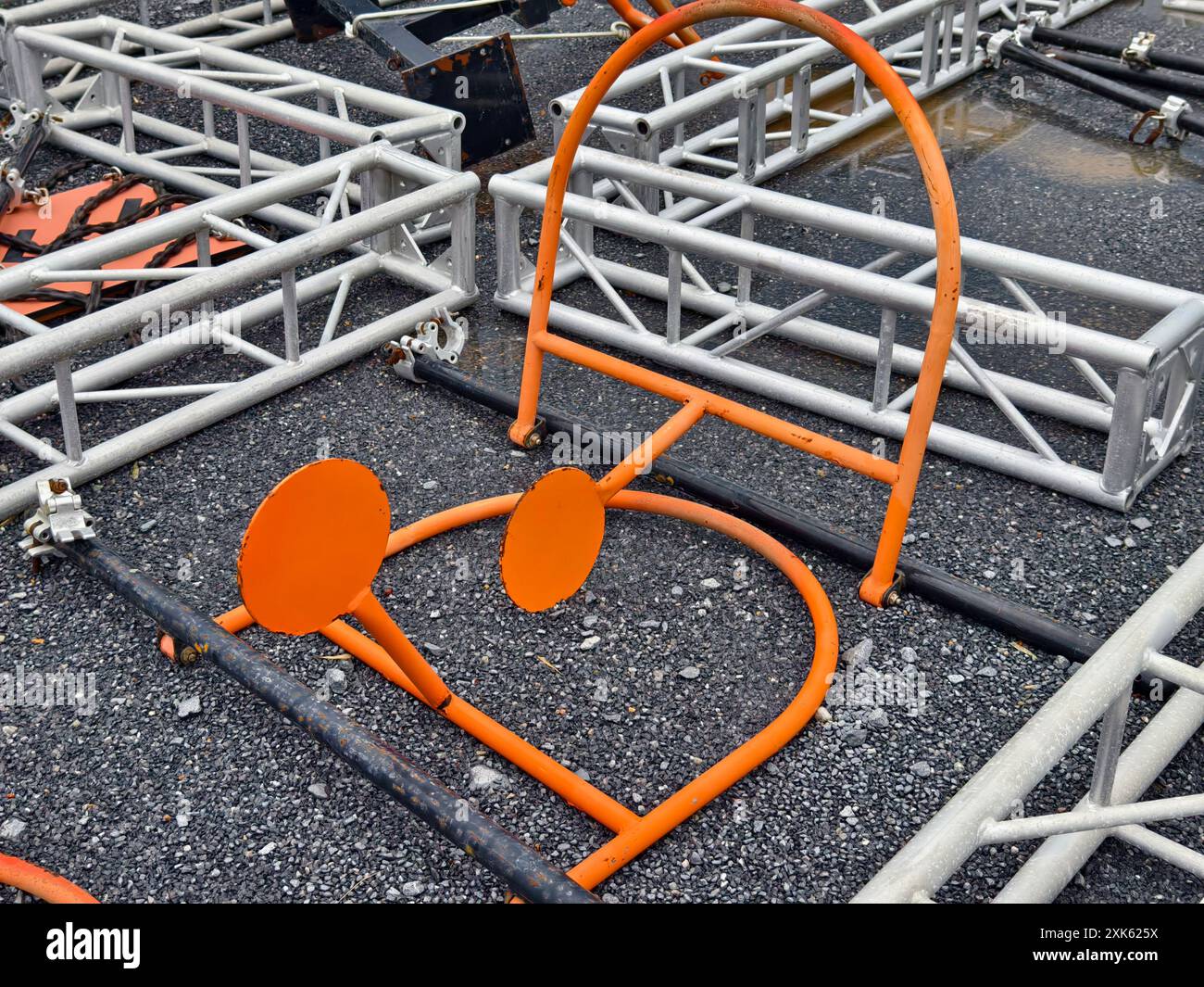 Metal parts of the stage are stacked on top of each other Stock Photo ...