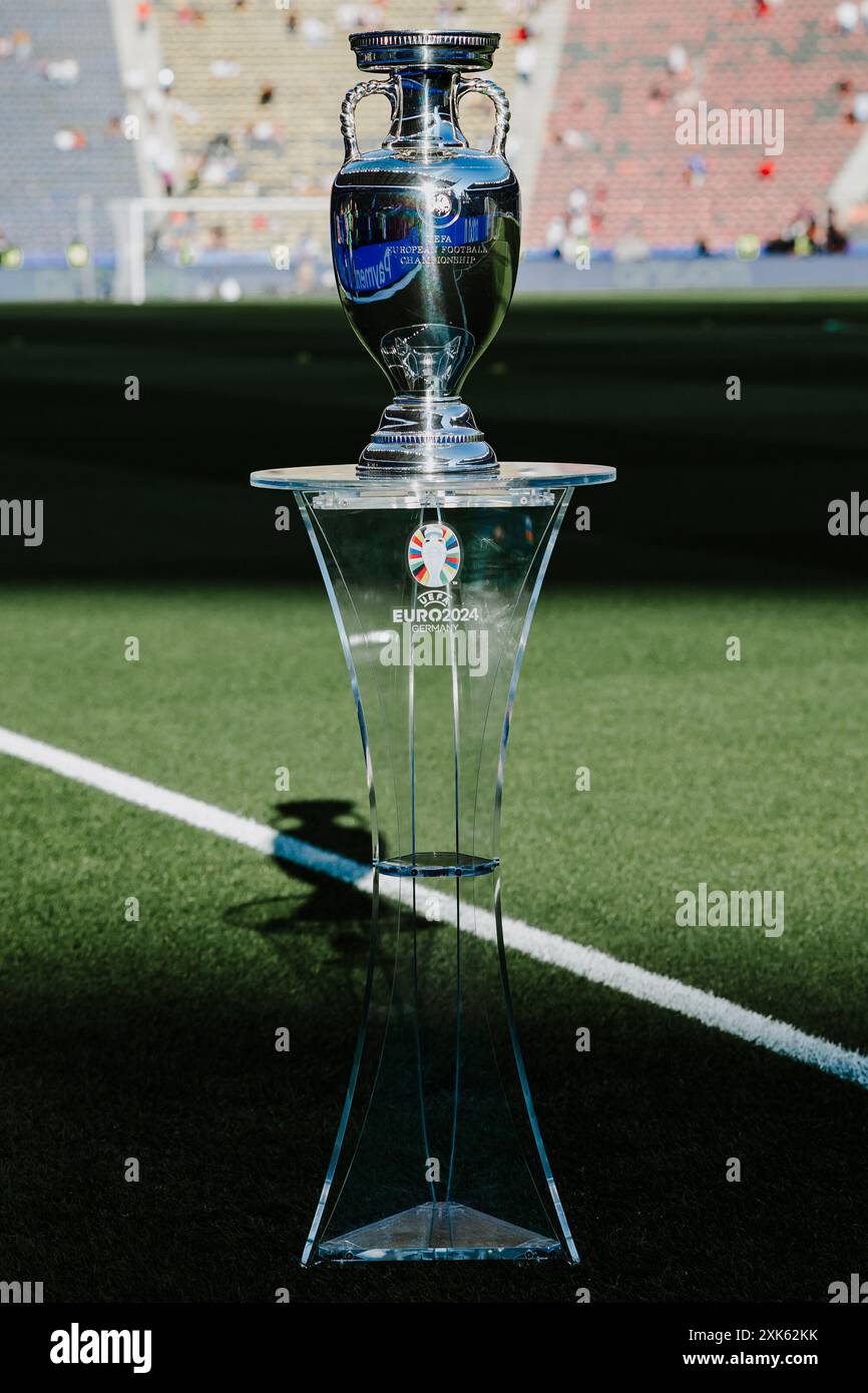 A view of the Henri Delaunay Trophy during the UEFA EURO 2024 final ...