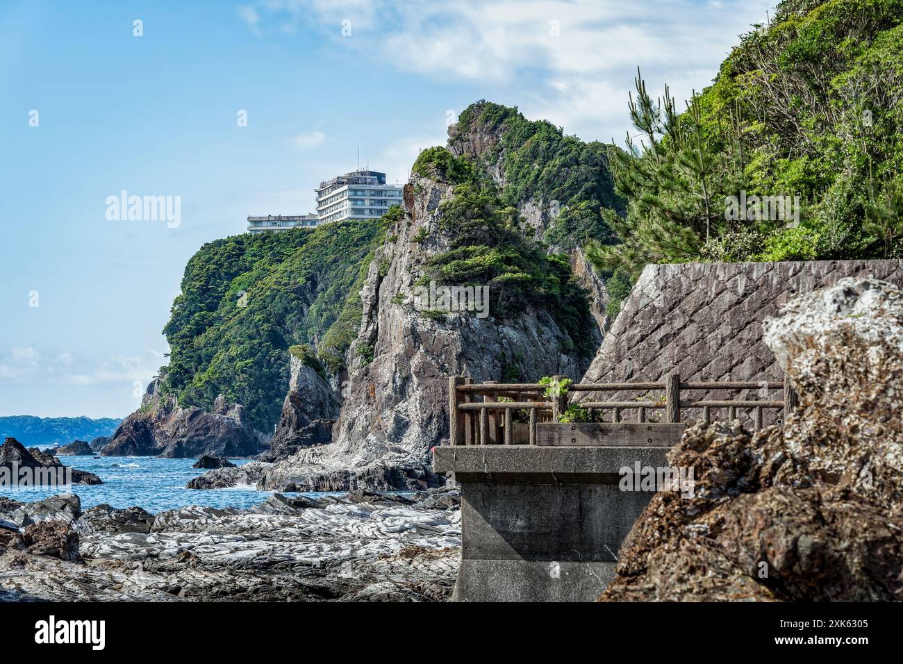Dramatic rock formations on the coast of Pacific Ocean in Nachikatsuura ...