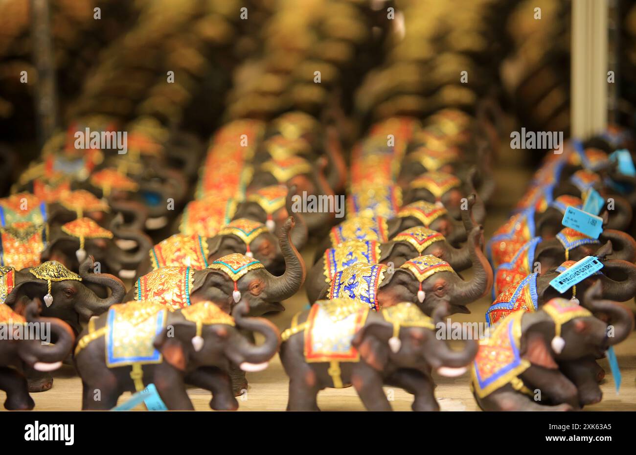 elephant sculptures are on sale in gift shop of the terminal of ...