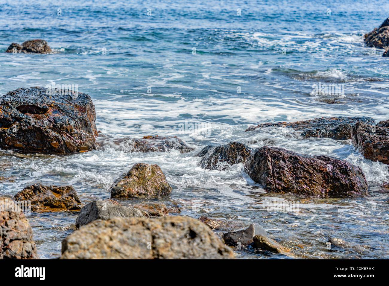 Dramatic rock formations on the coast of Pacific Ocean in Nachikatsuura ...