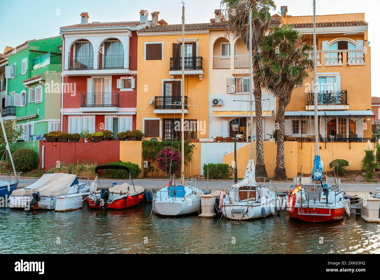 Colorful Waterfront Homes in Port Saplaya, Valencia Stock Photo - Alamy