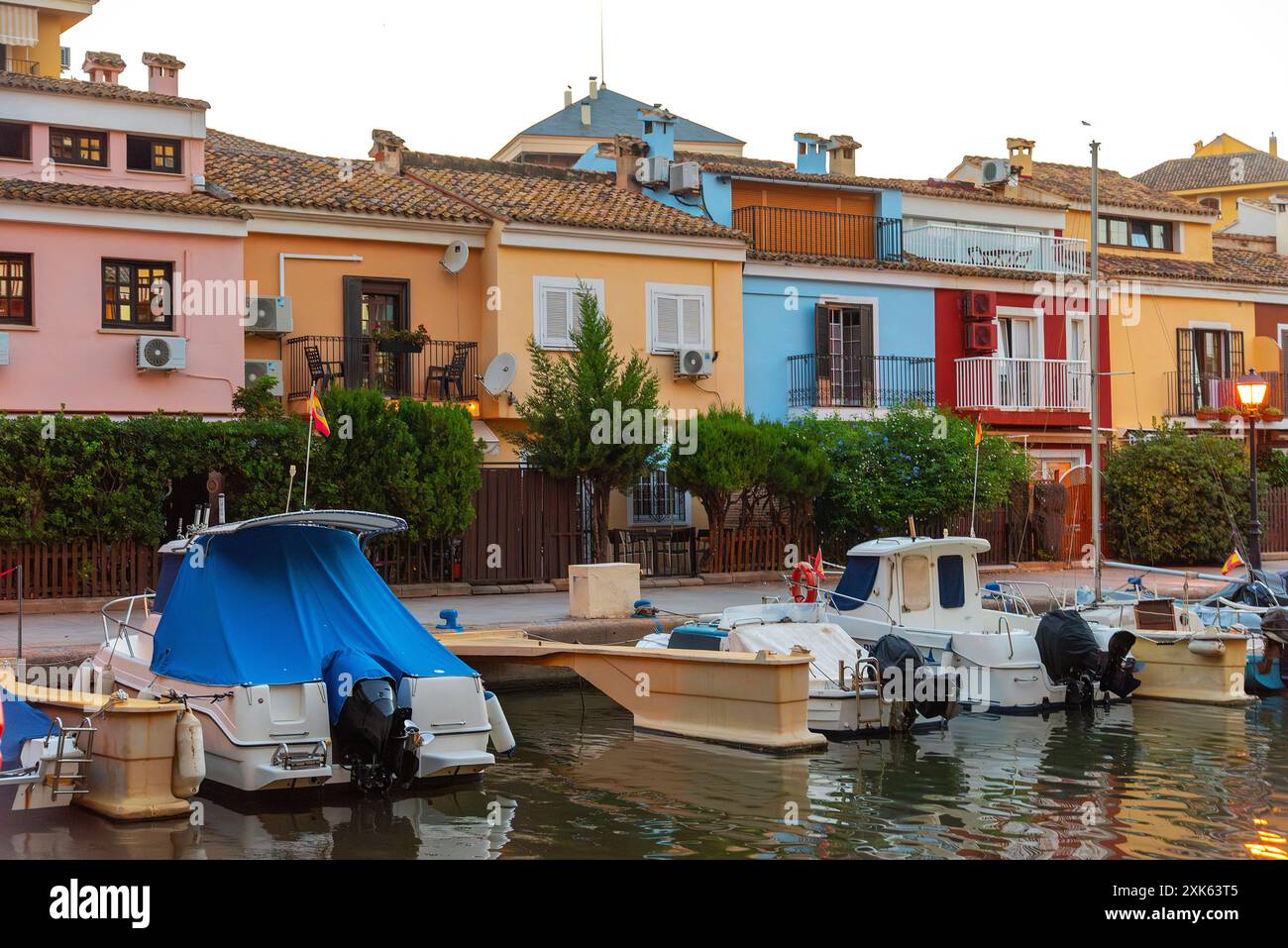Colorful Waterfront Homes in Port Saplaya, Valencia Stock Photo - Alamy