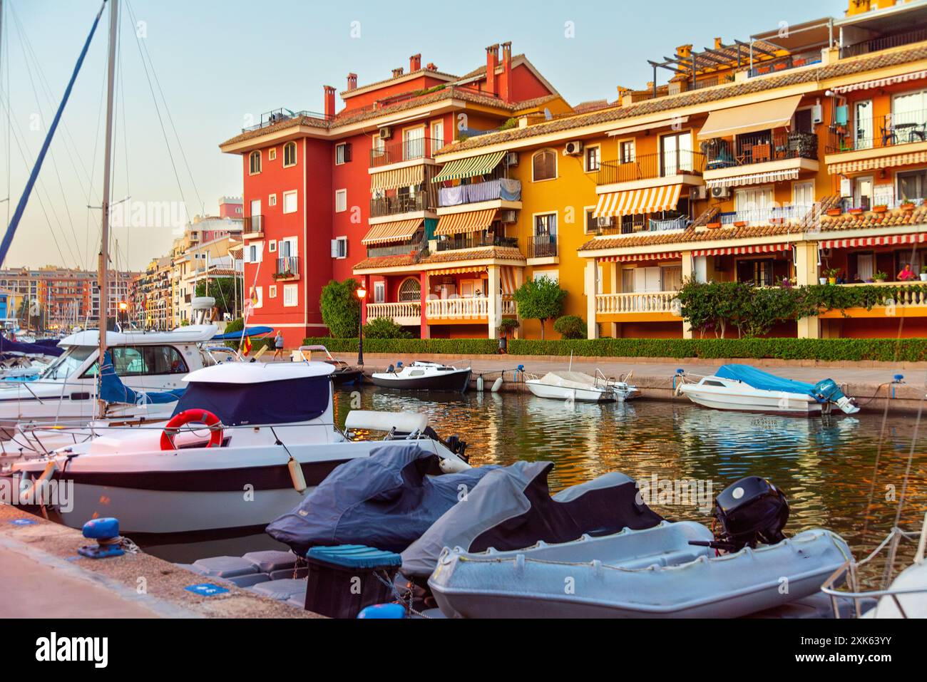 Colorful Waterfront Homes in Port Saplaya, Valencia Stock Photo - Alamy