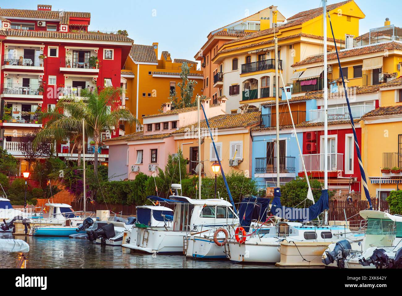 Colorful Waterfront Homes in Port Saplaya, Valencia Stock Photo - Alamy