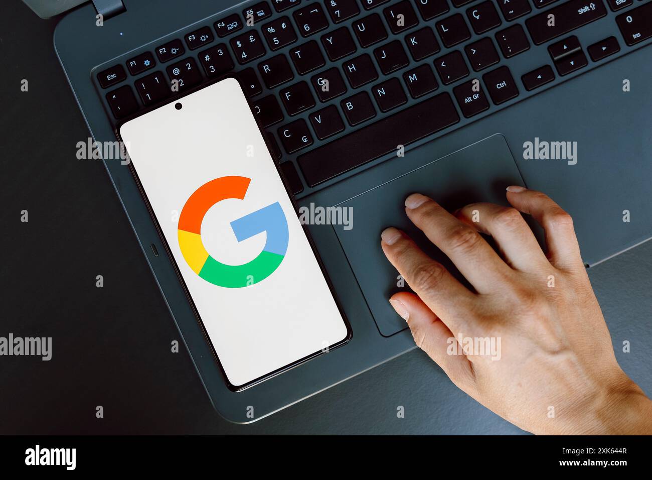 In this photo illustration, the Google logo is displayed on a ...