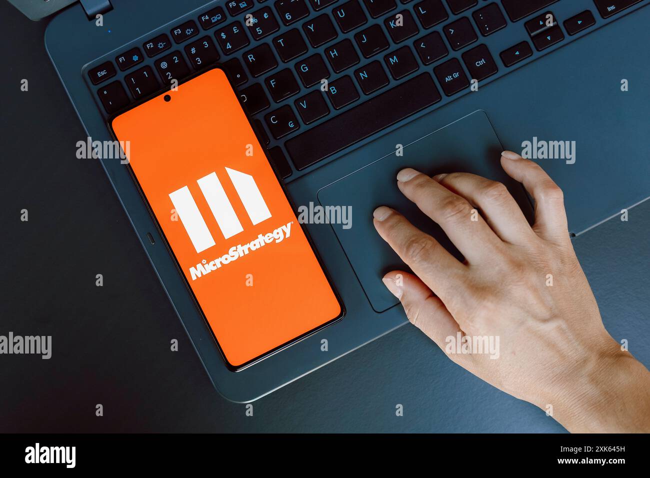 In this photo illustration, the MicroStrategy Incorporated logo is ...