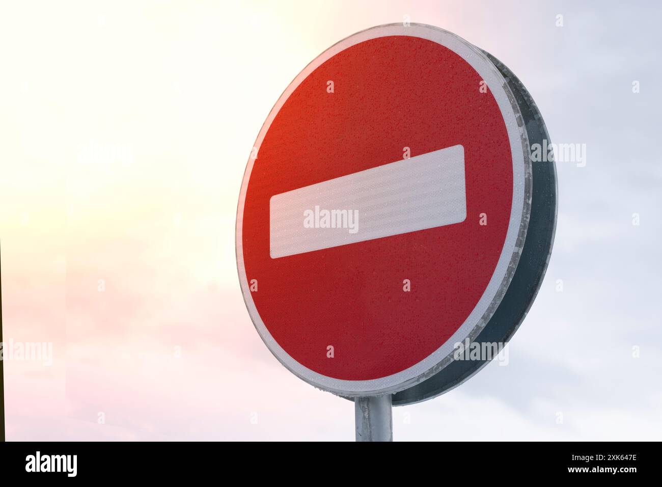 A no entry traffic sign signifies prohibition and traffic control, set ...