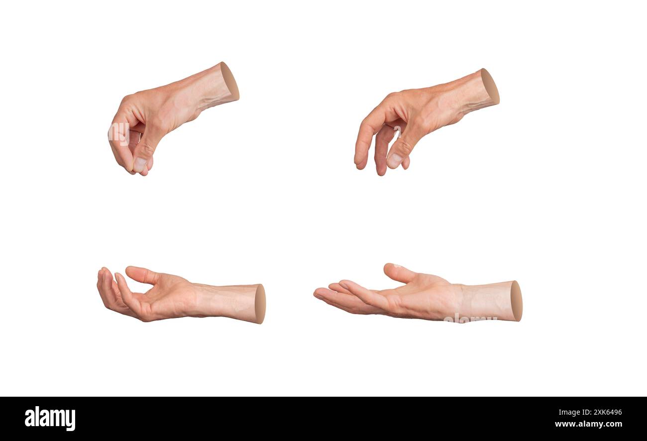 Hands giving, taking, sharing and begging isolated on white background ...