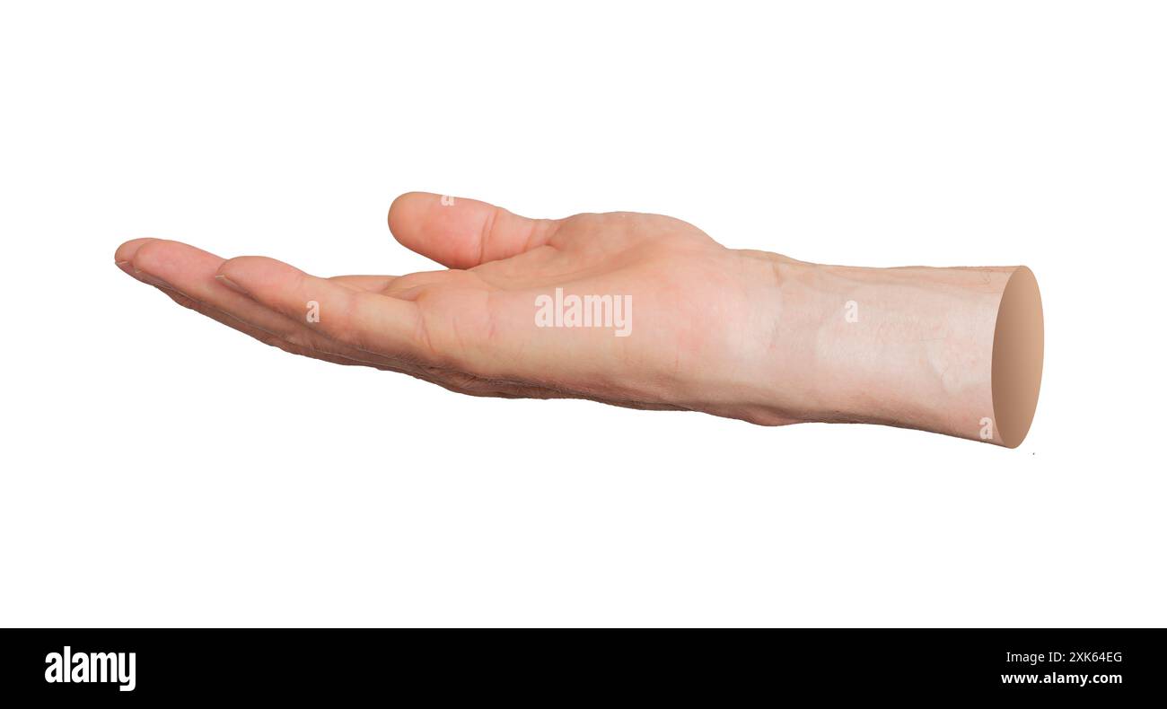 Hands, open palm, side view isolated on white background Stock Photo - Alamy