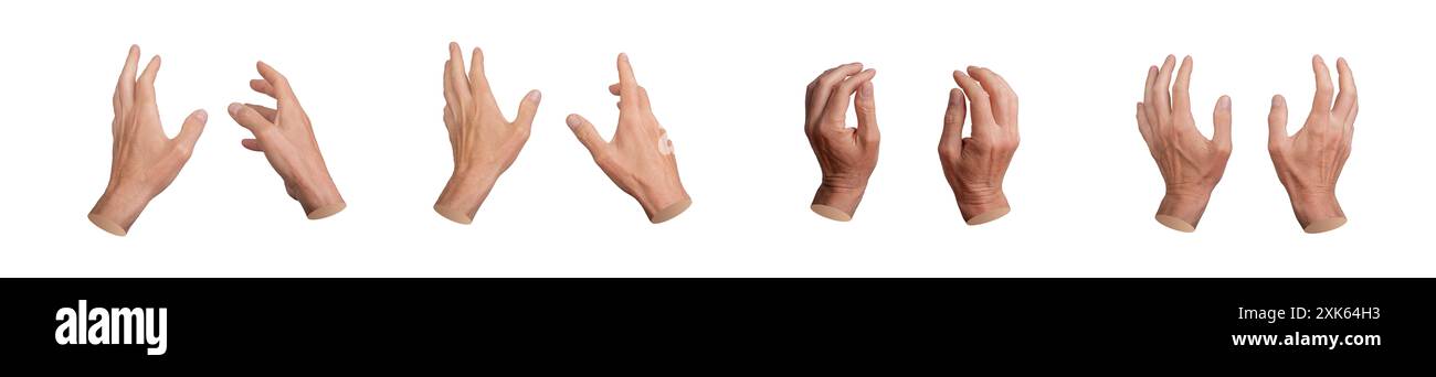 Both two hands reaching, touching, holding and taking something ...