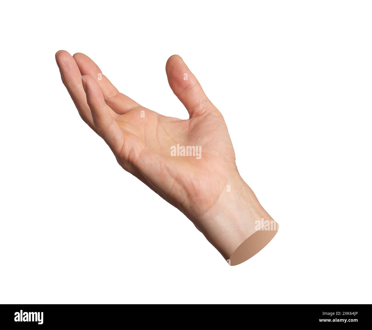 Hand reaching out, palm holding, showing something, gesture isolated on ...