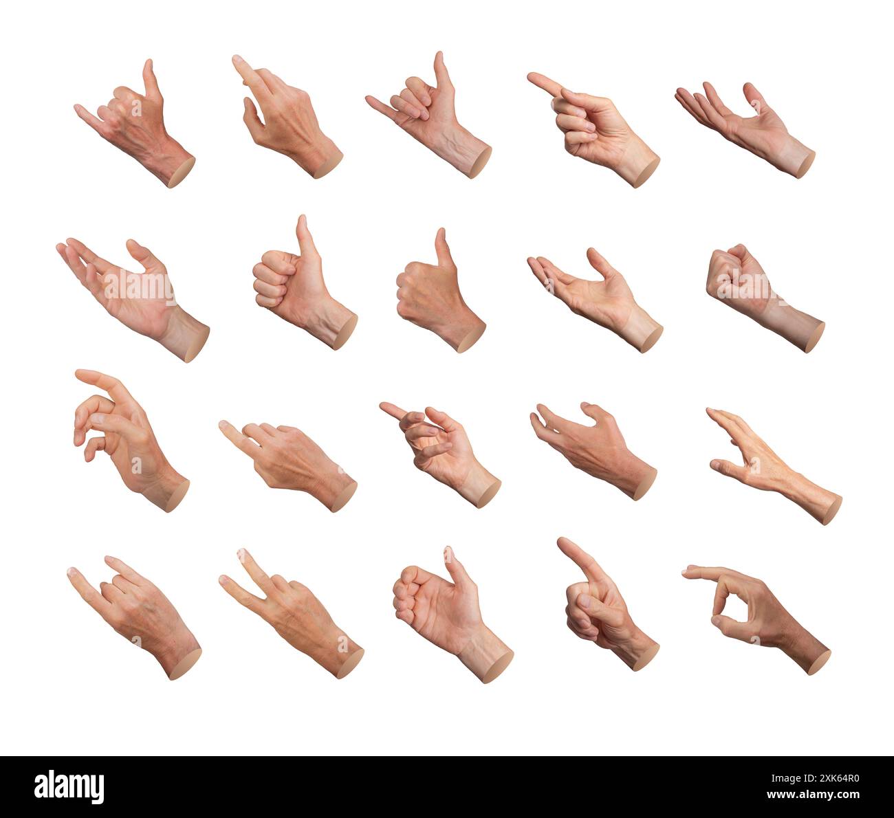 Different hand gestures, finger signs icons set, big pack, collection isolated on white ...