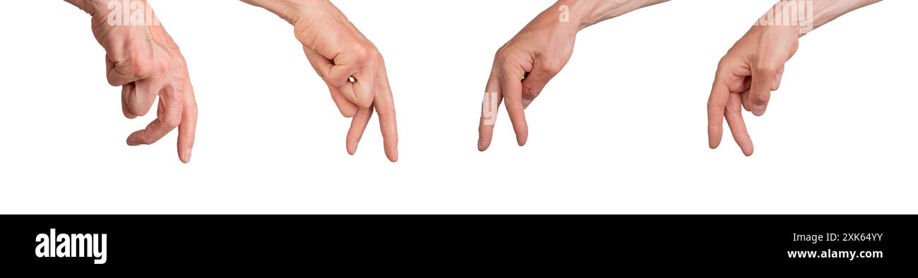 Finger walking, stepping gesture with index and middle finger. Hand journey set isolated on ...