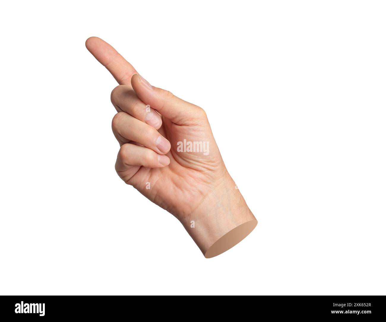 Finger pointing gesture. Index finger, pointer indicating, choose. Hand sign, isolated on white ...