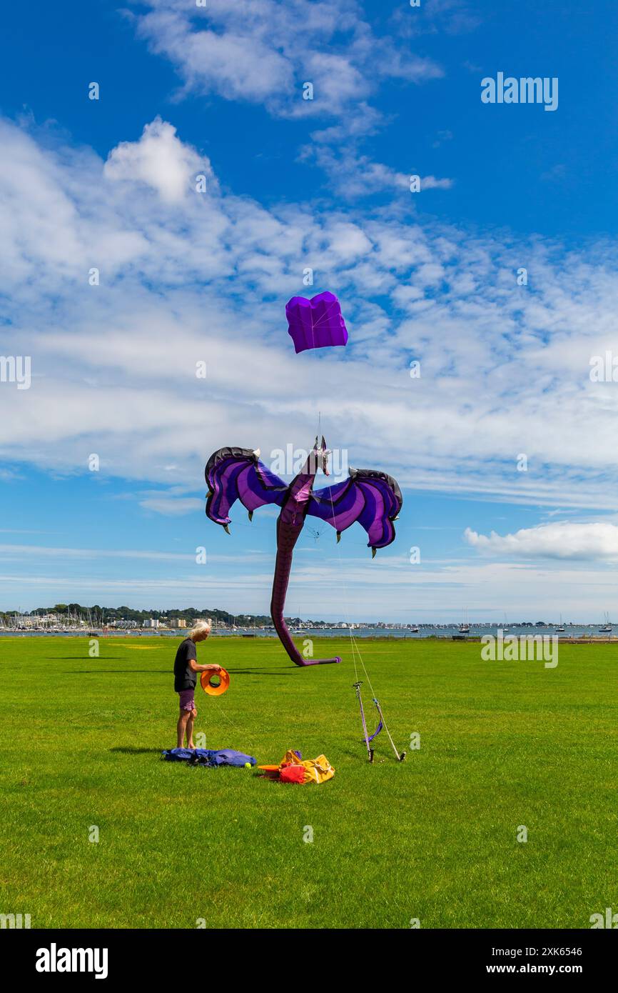 Poole, Dorset UK. 21st July 2024. UK weather: Tim the dragon master ...