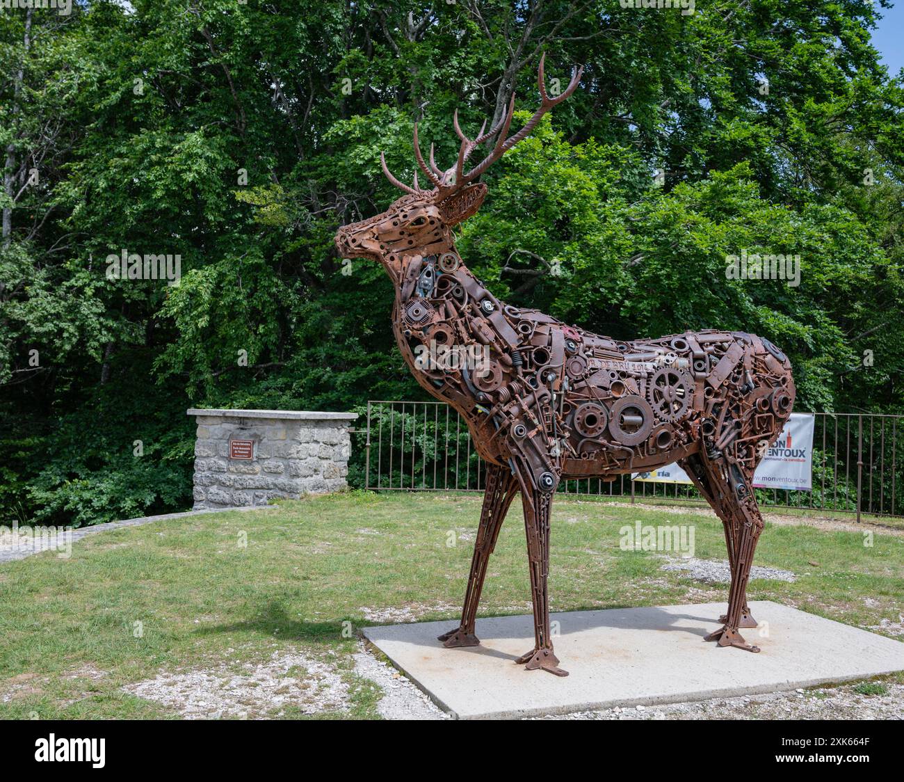 Scrap metal stag sculpture located on the slopes of Mont Ventoux ...