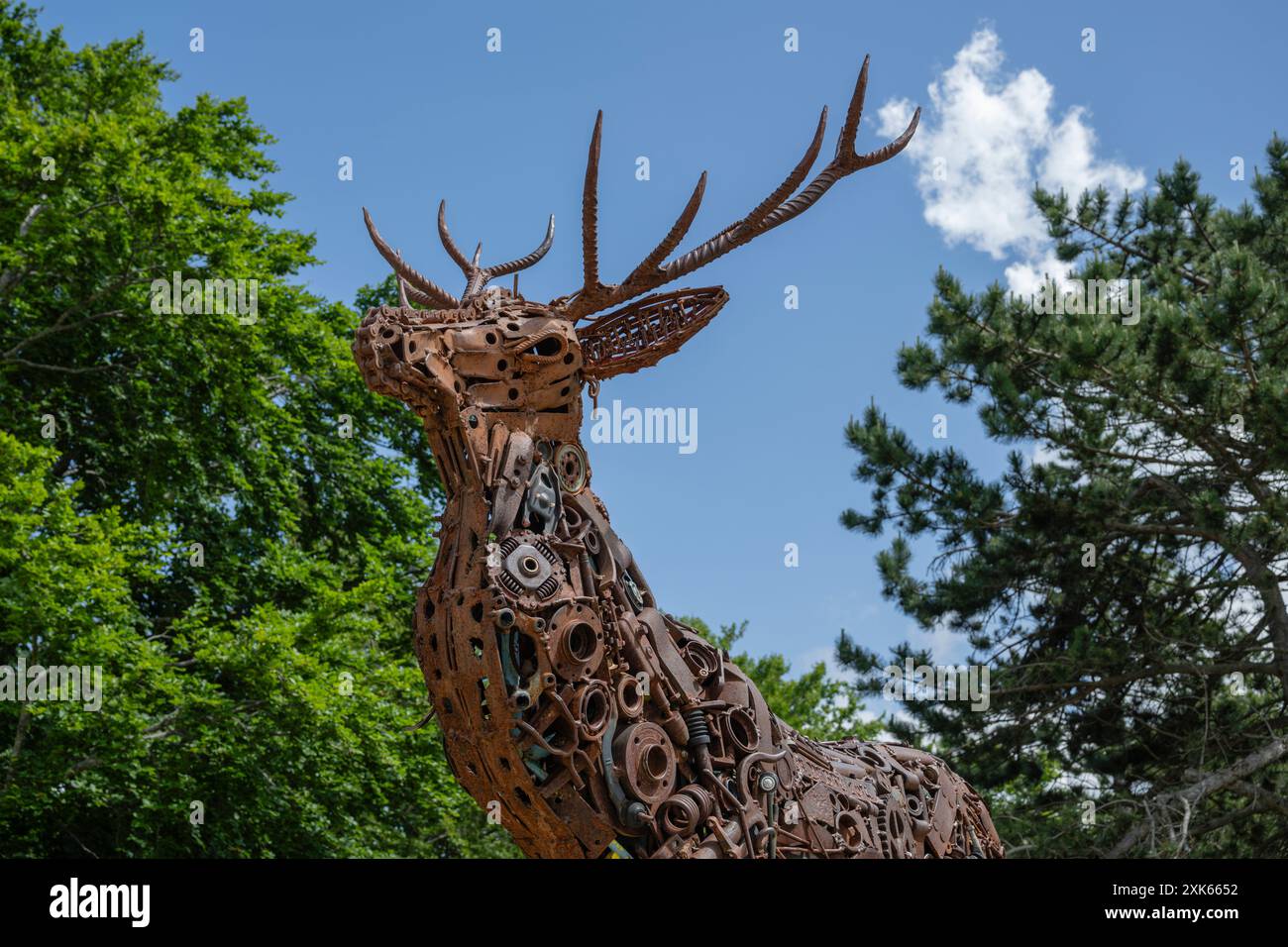 Scrap metal stag sculpture located on the slopes of Mont Ventoux ...