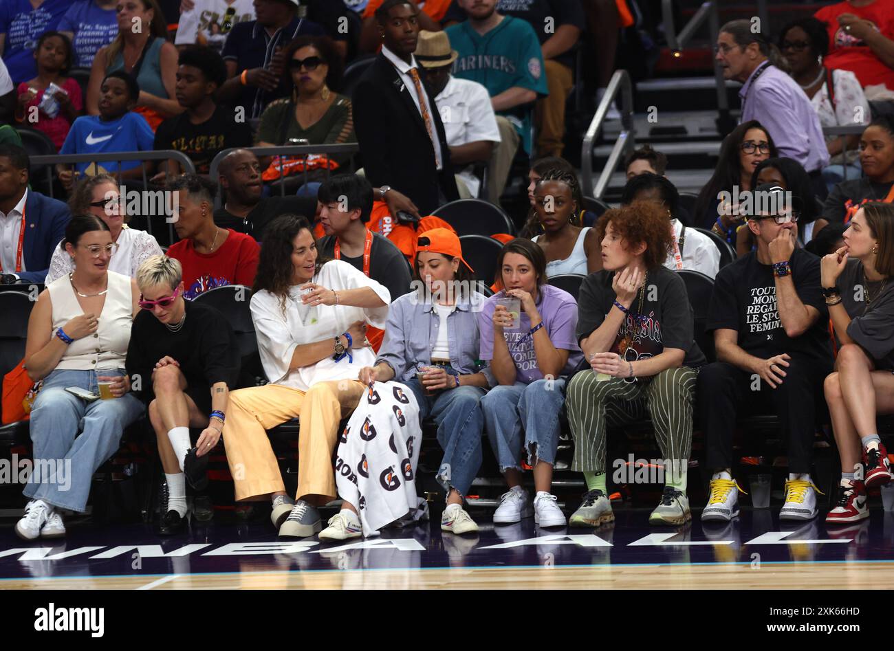 Phoenix, AZ, USA. 20th July, 2024. Sue Bird, Aubrey Plaza and Jason ...