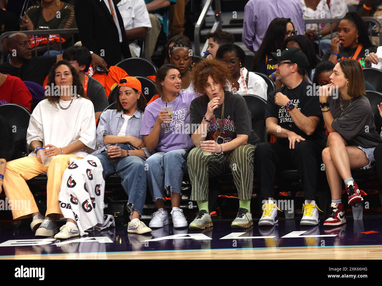 Phoenix, AZ, USA. 20th July, 2024. Sue Bird, Aubrey Plaza and Jason ...