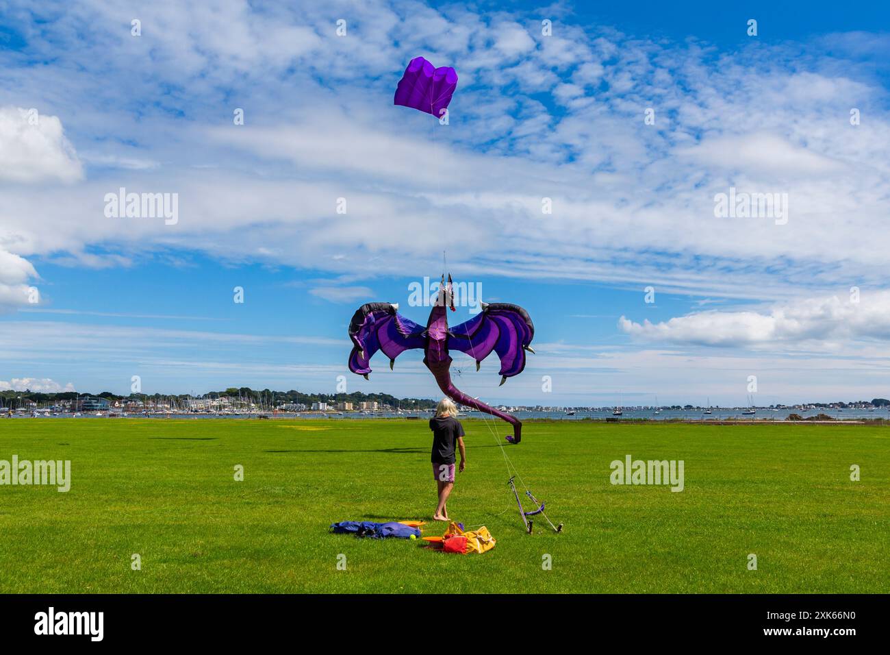 Poole, Dorset UK. 21st July 2024. UK weather: Tim the dragon master ...