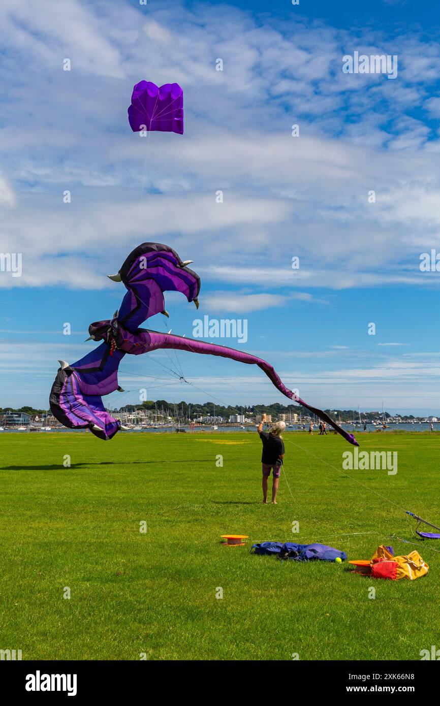 Poole, Dorset UK. 21st July 2024. UK weather: Tim the dragon master ...