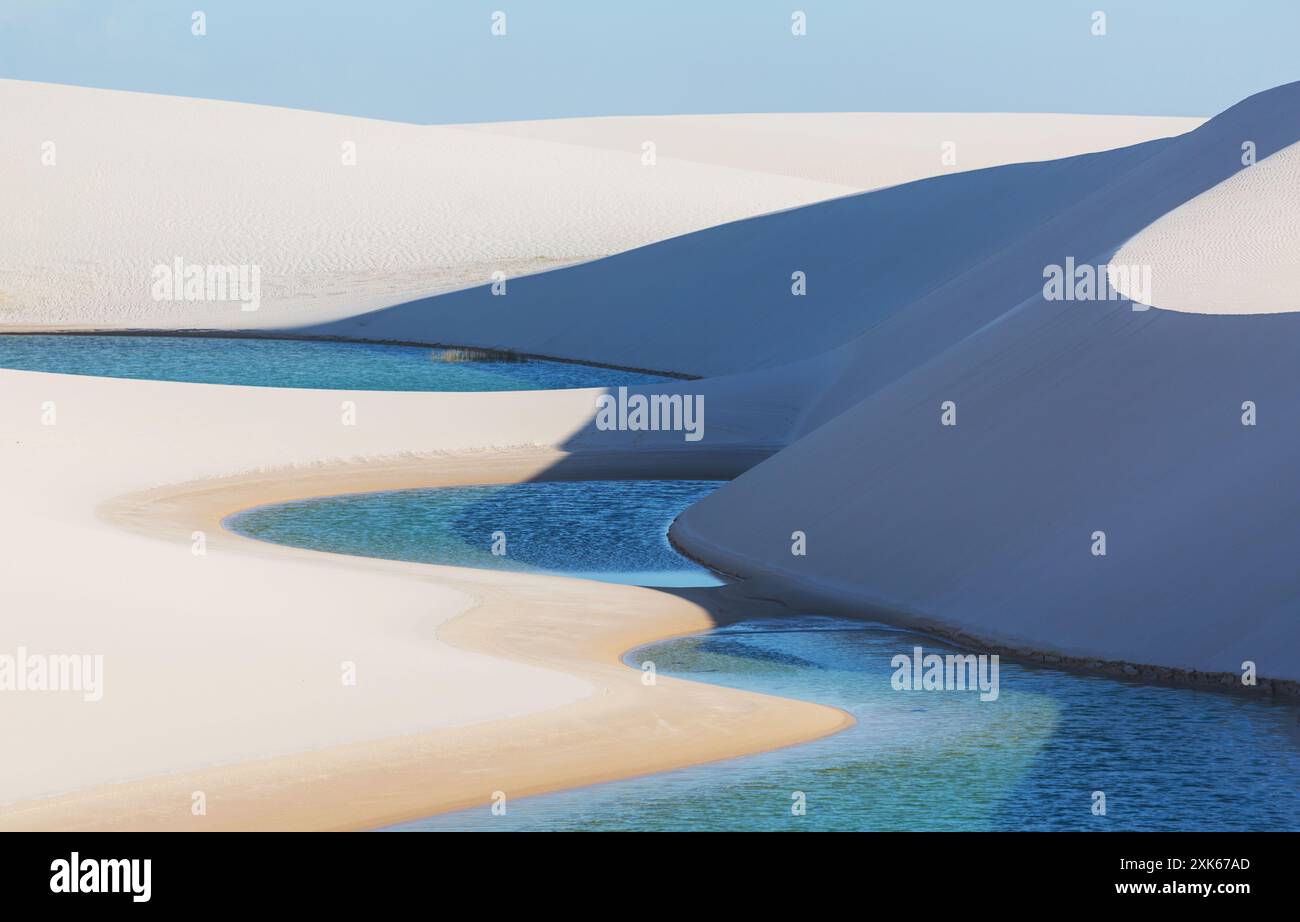 Lagoons in the desert of Lencois Maranhenses National Park, Brazil ...