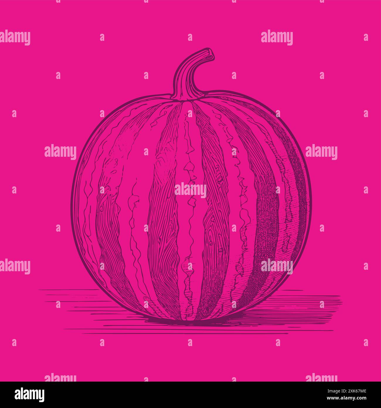 Modern watermelon drawing with curved lines and pink background ...