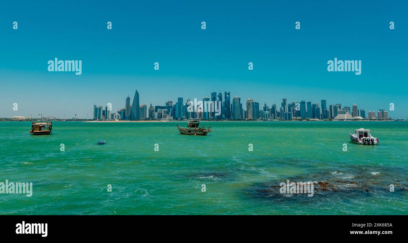 Doha, Qatar - May 10, 2024 - panorama view o fthe skyline of Doha Stock ...