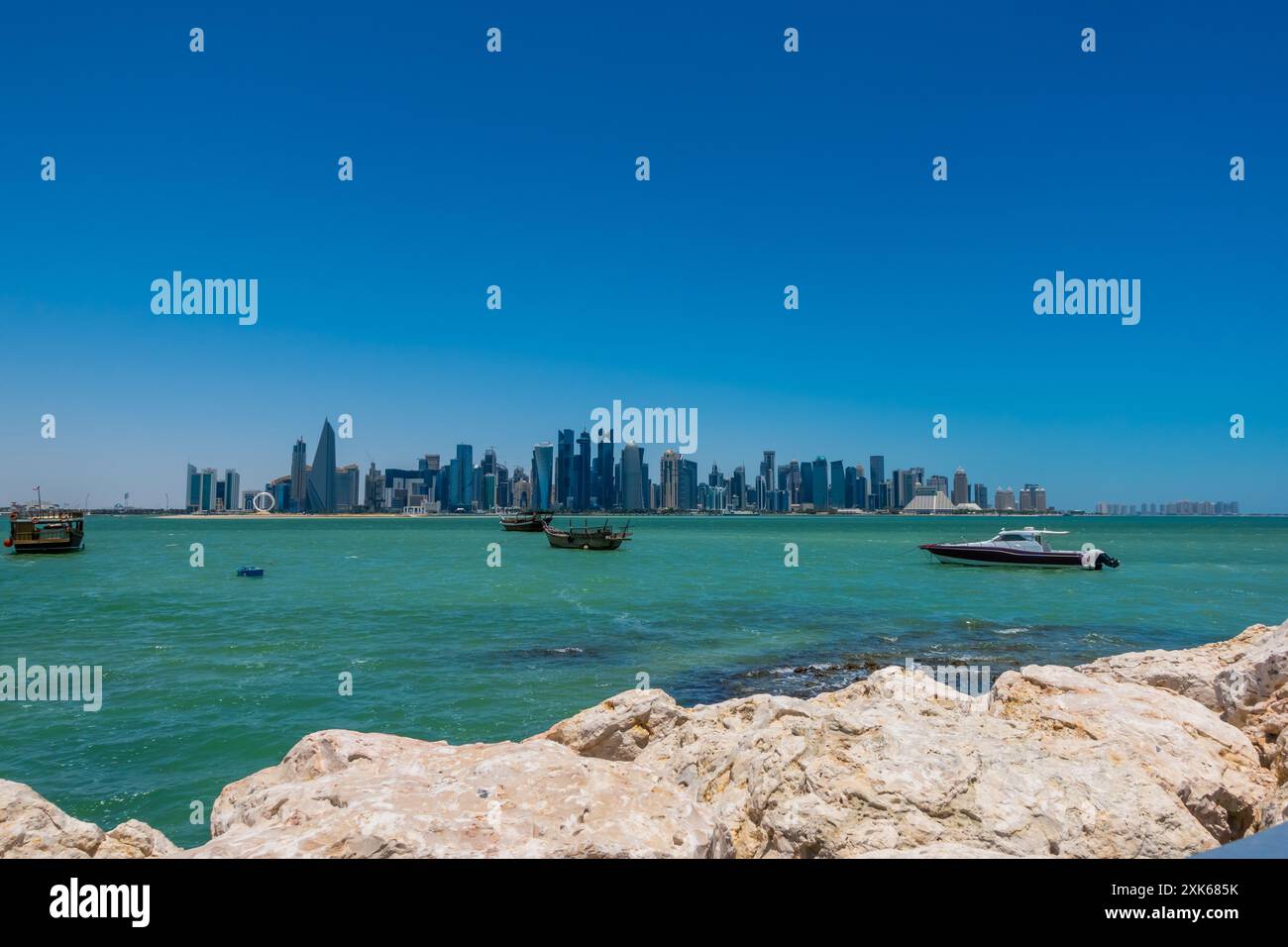 Doha, Qatar - May 10, 2024 - panorama view o fthe skyline of Doha Stock ...