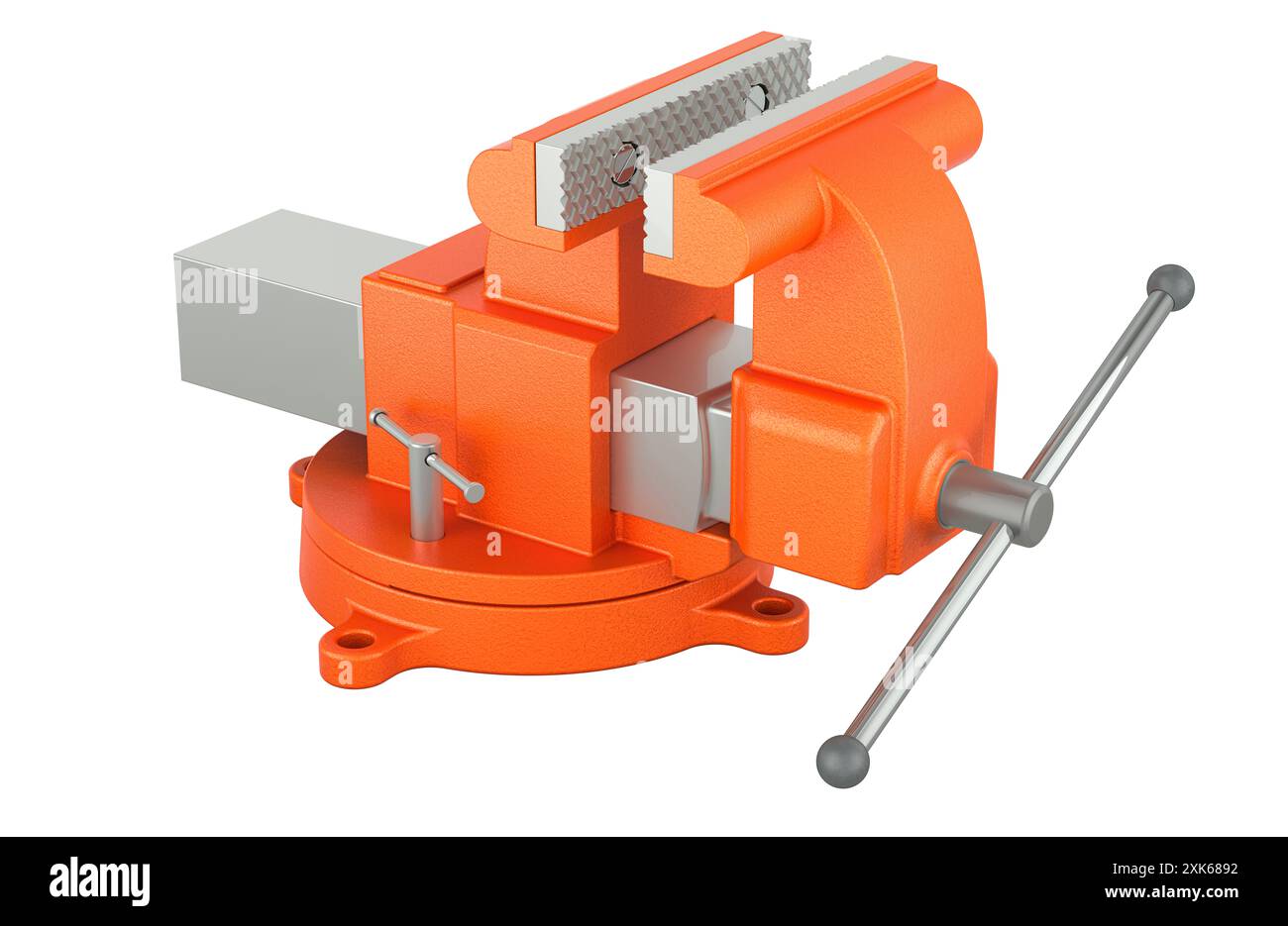 Steel Bench Vice with Anvil Base. 3D rendering isolated on white ...