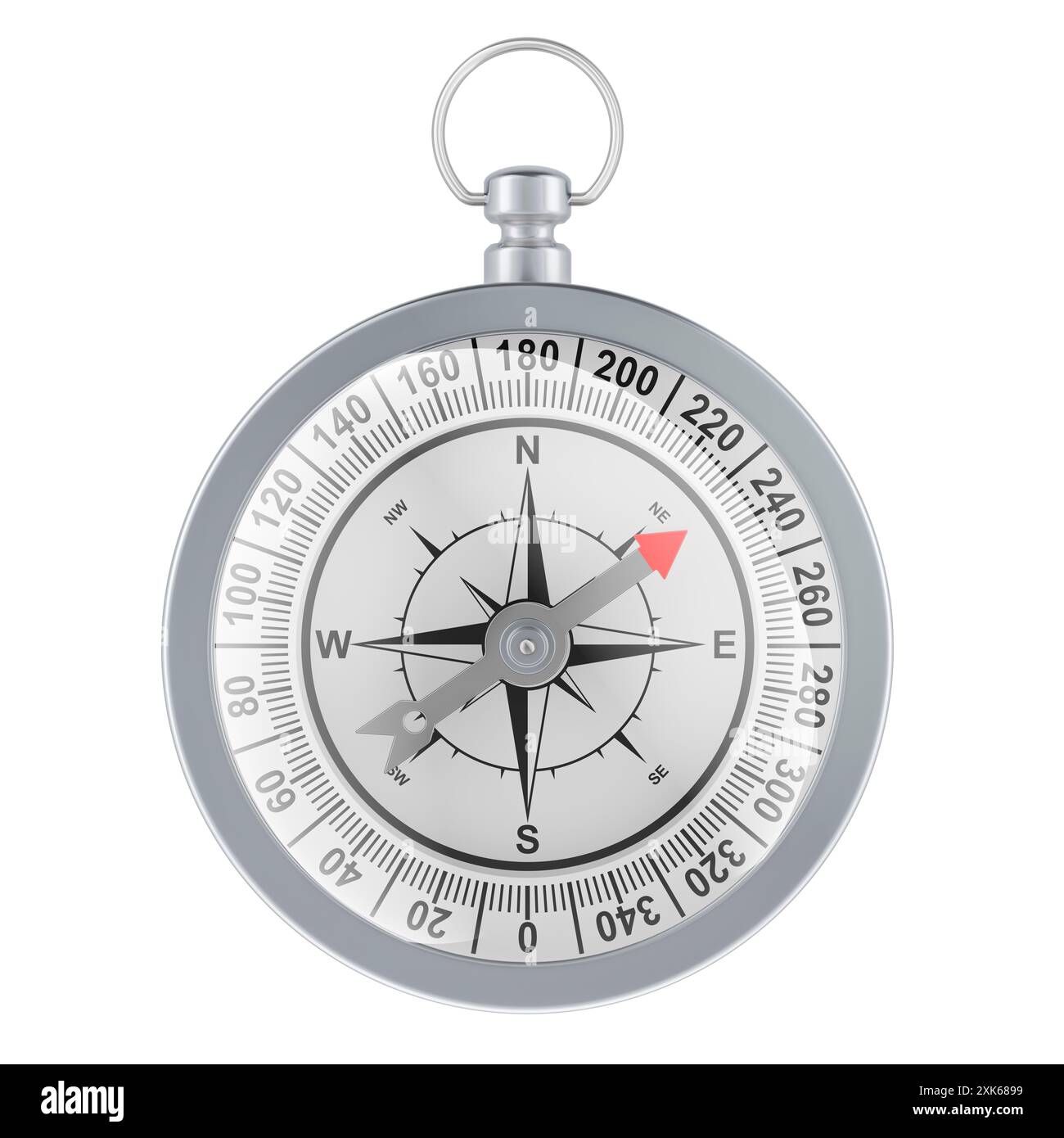 Silver Magnetic Compass, 3d rendering isolated on white background ...