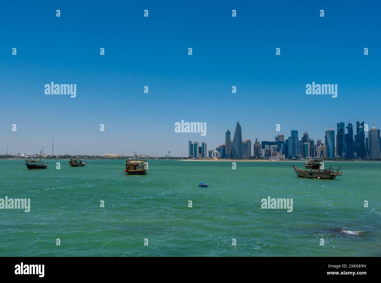 Doha, Qatar - May 10, 2024 - panorama view o fthe skyline of Doha Stock ...