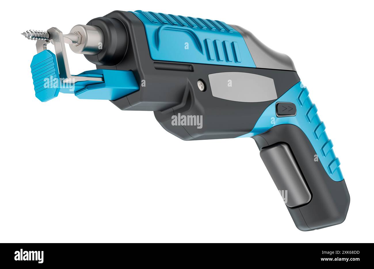 Blue Cordless Electric Screwdriver, screw gun. 3D rendering isolated on ...