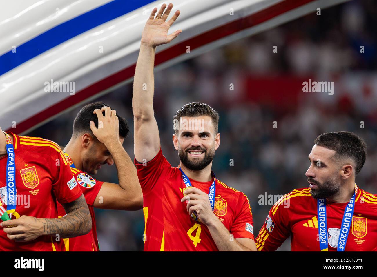 Nacho Fernandez of Spain waves during the UEFA EURO 2024 final match ...