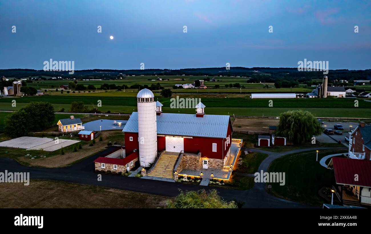 Ronks, Pennsylvania, USA, July 19 2024 - Serene Farm Scene Dusk ...