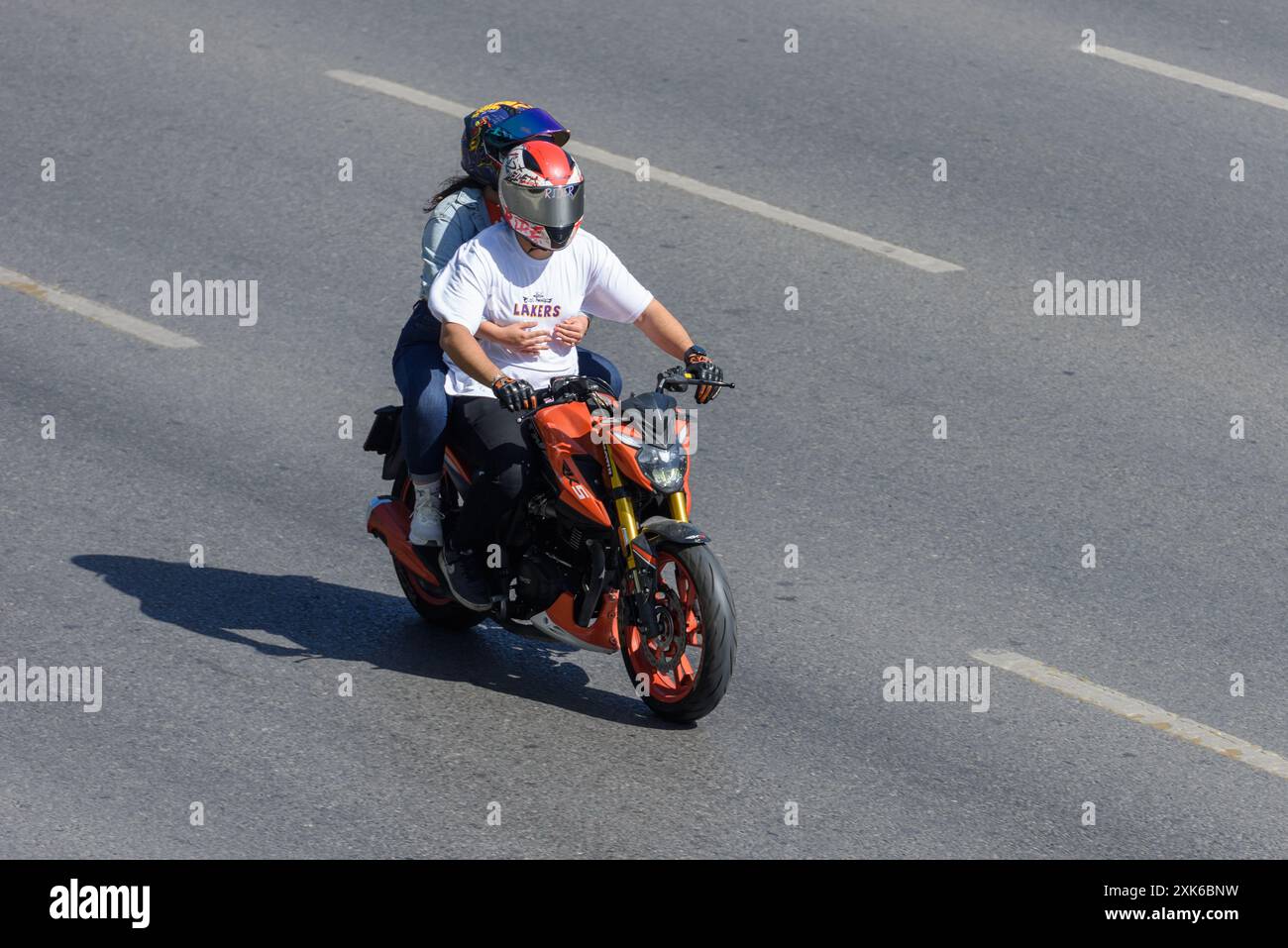 ISTANBUL, TURKEY - JULY 7, 2024: Man from city riding motorcycle on the ...