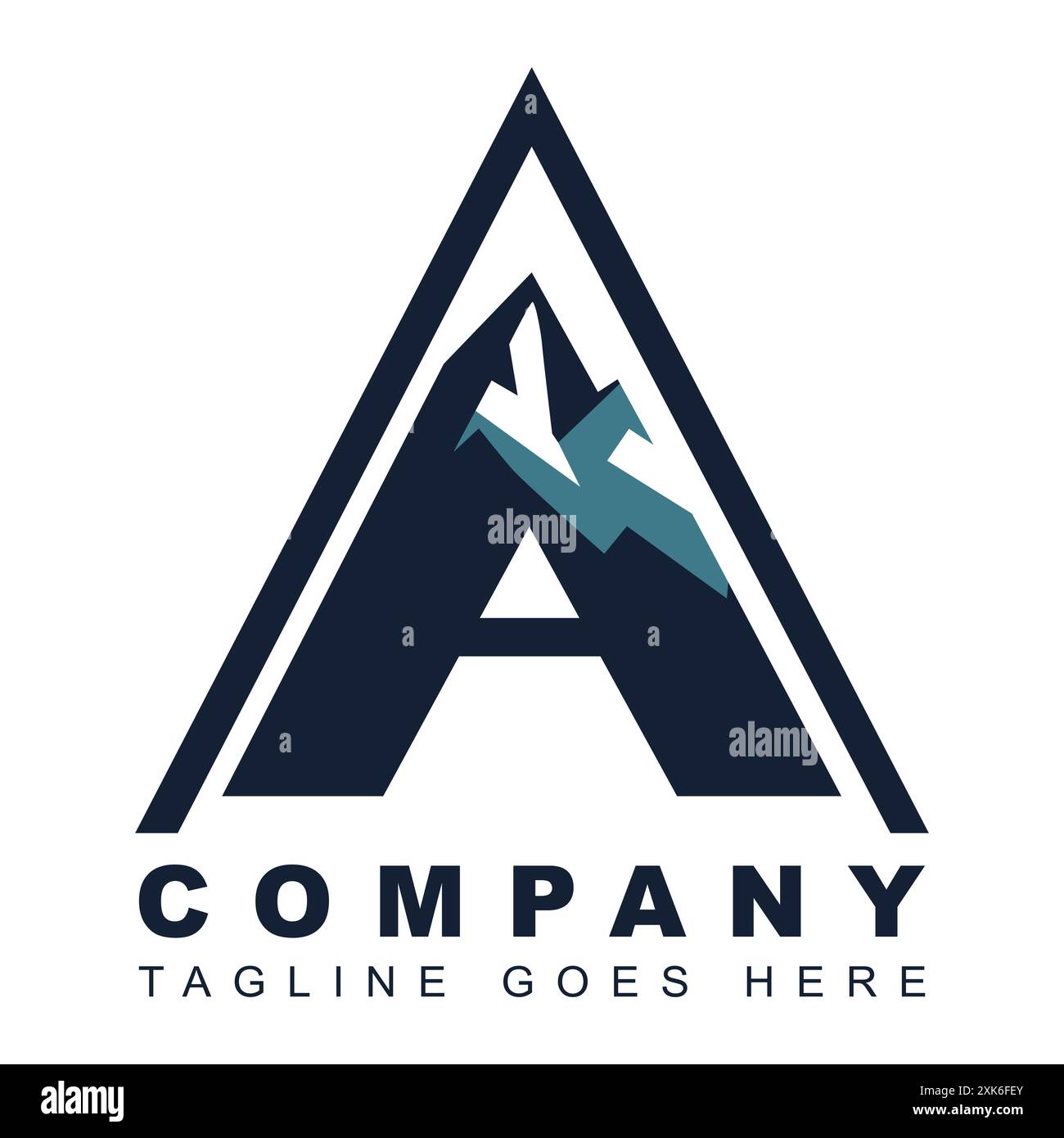 A letter logo that incorporates a mountain peak, symbolizing ambition ...