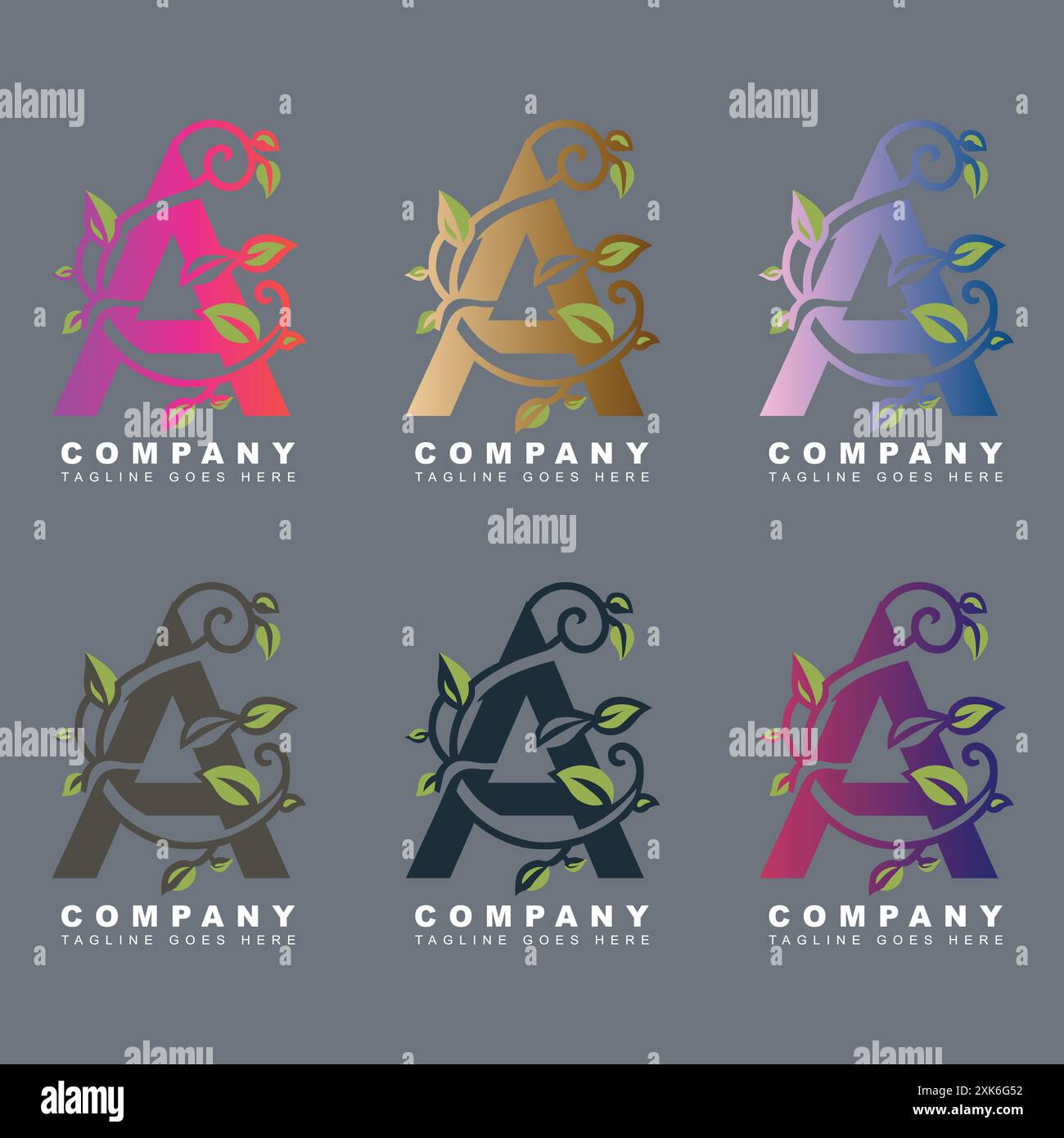 A letter logo with intertwined vines or leaves, symbolizing growth and ...