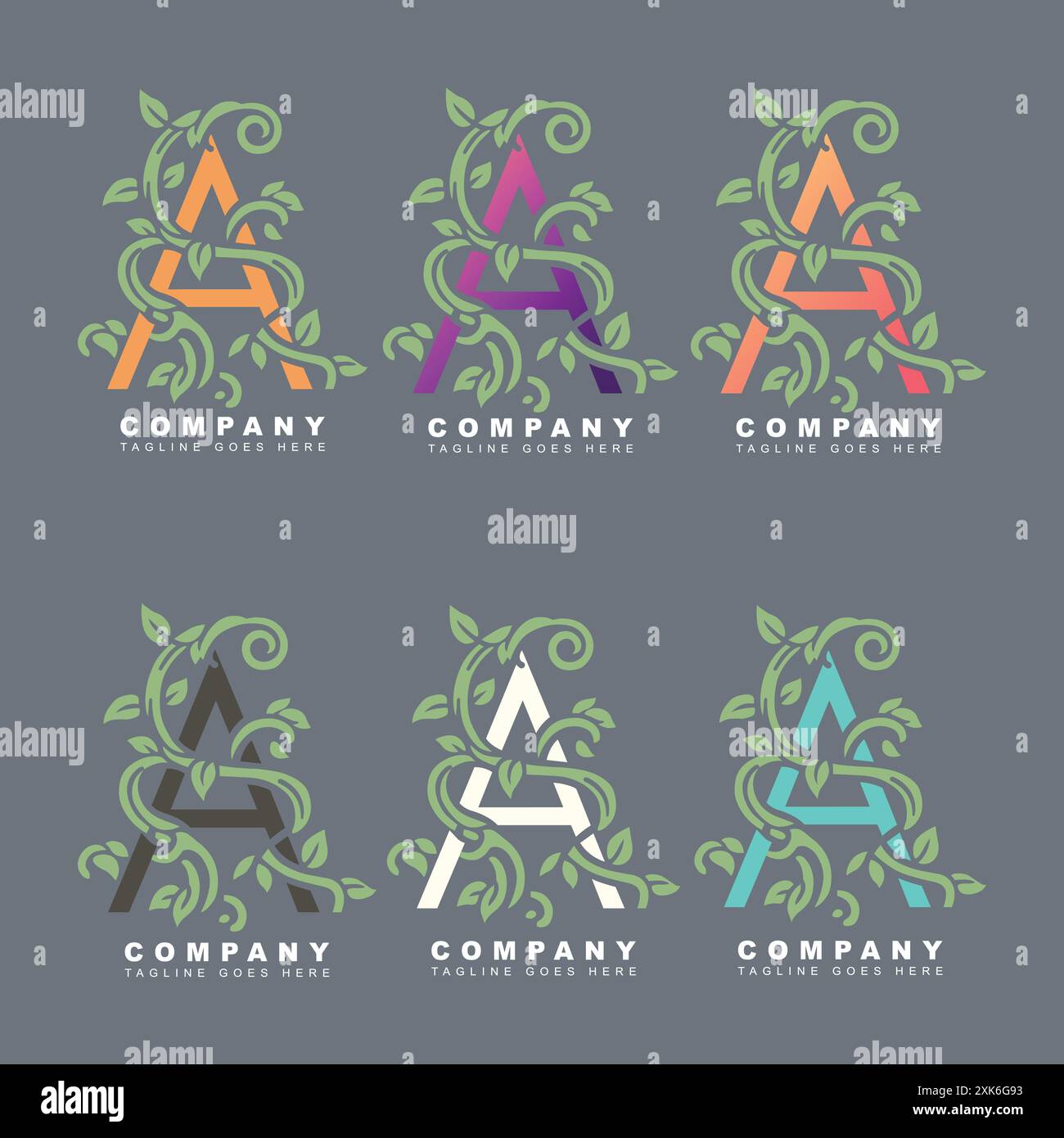 A letter logo with intertwined vines or leaves, symbolizing growth and ...