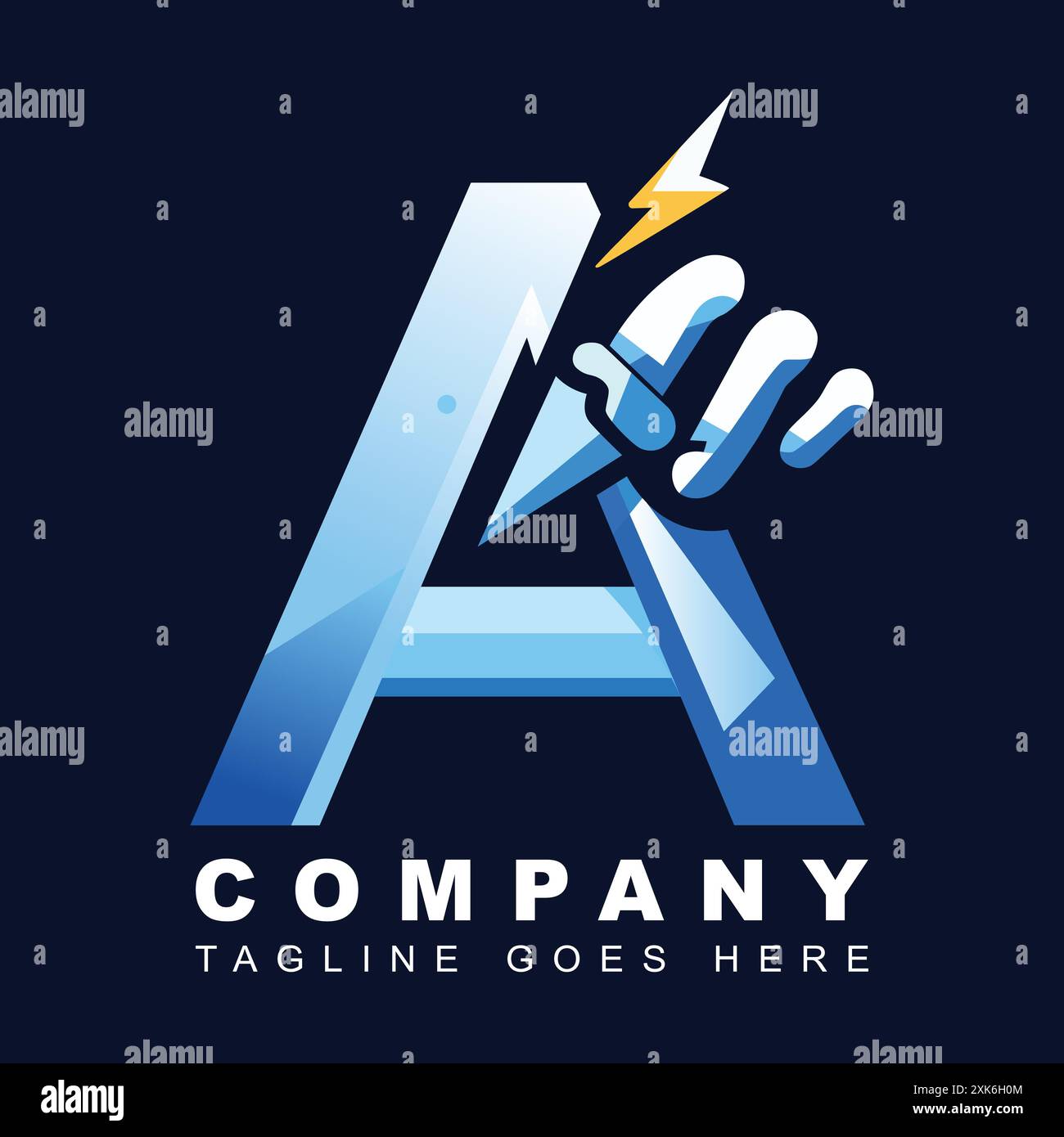 A letter logo with a lightning bolt, symbolizing energy and innovation ...