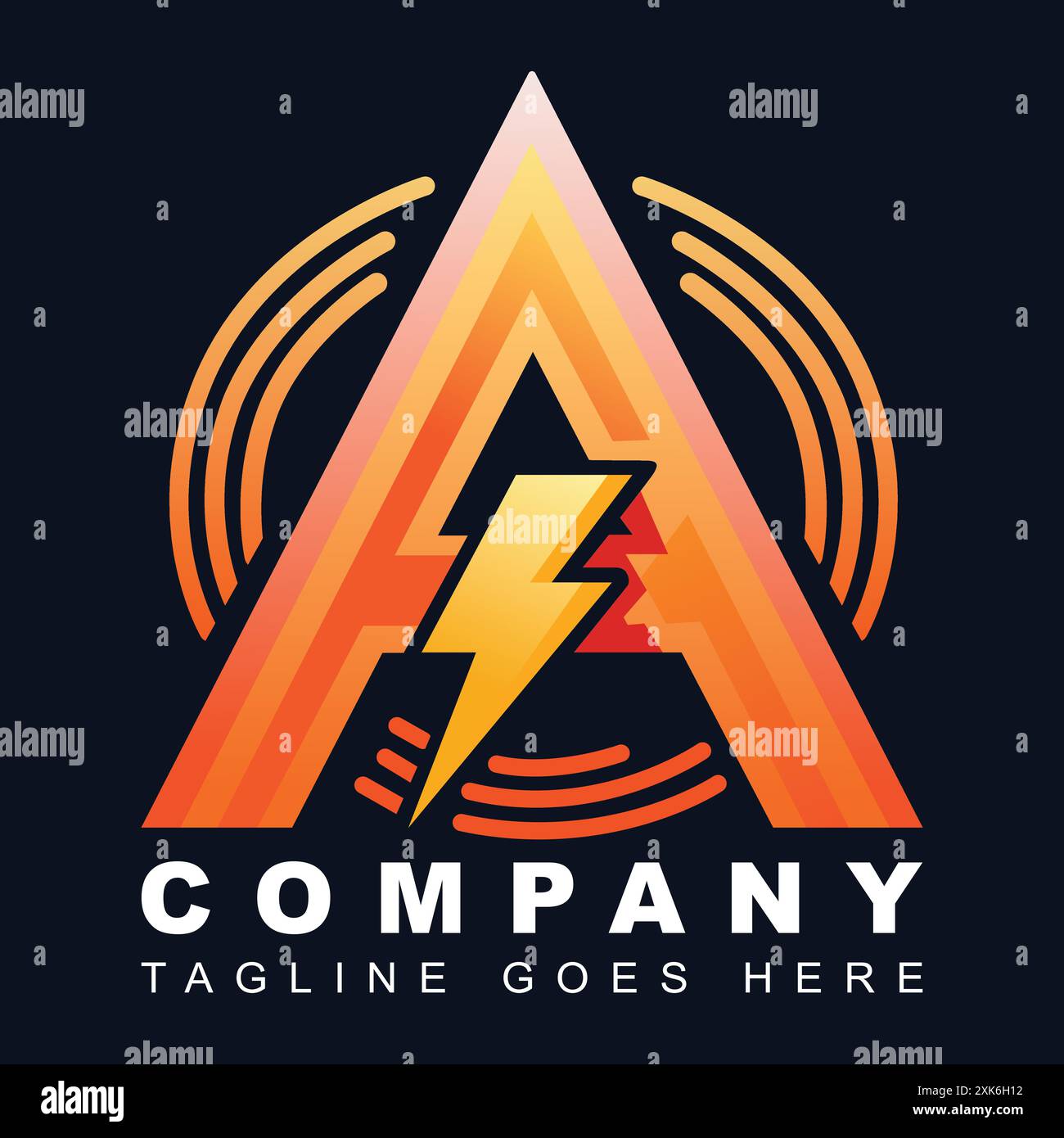 A letter logo with a lightning bolt, symbolizing energy and innovation ...