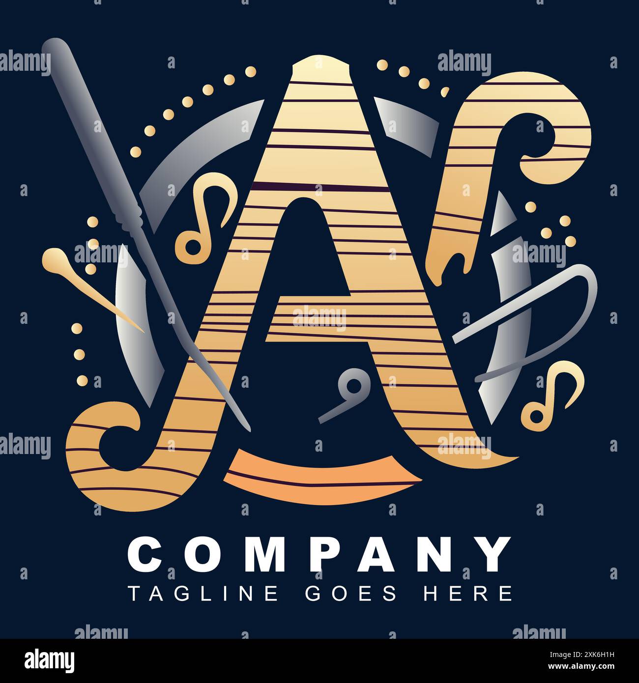 A letter logo with Needle and thread, for a Tailoring shop Stock Vector ...