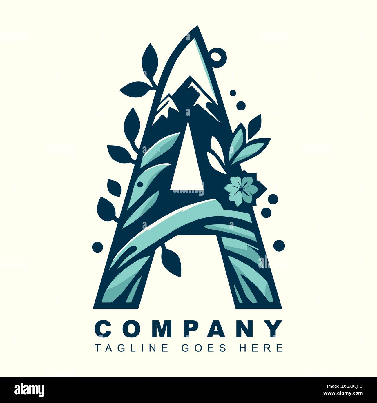 A letter logo with a nature-inspired theme, incorporating elements like ...