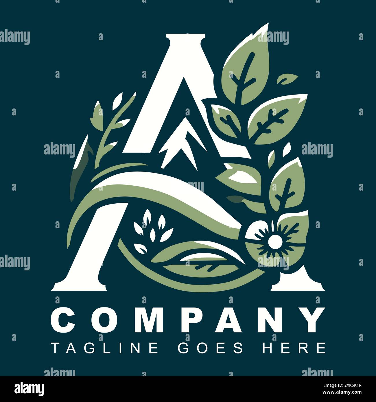 A letter logo with a nature-inspired theme, incorporating elements like ...
