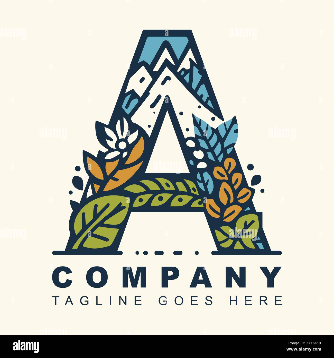 A letter logo with a nature-inspired theme, incorporating elements like ...