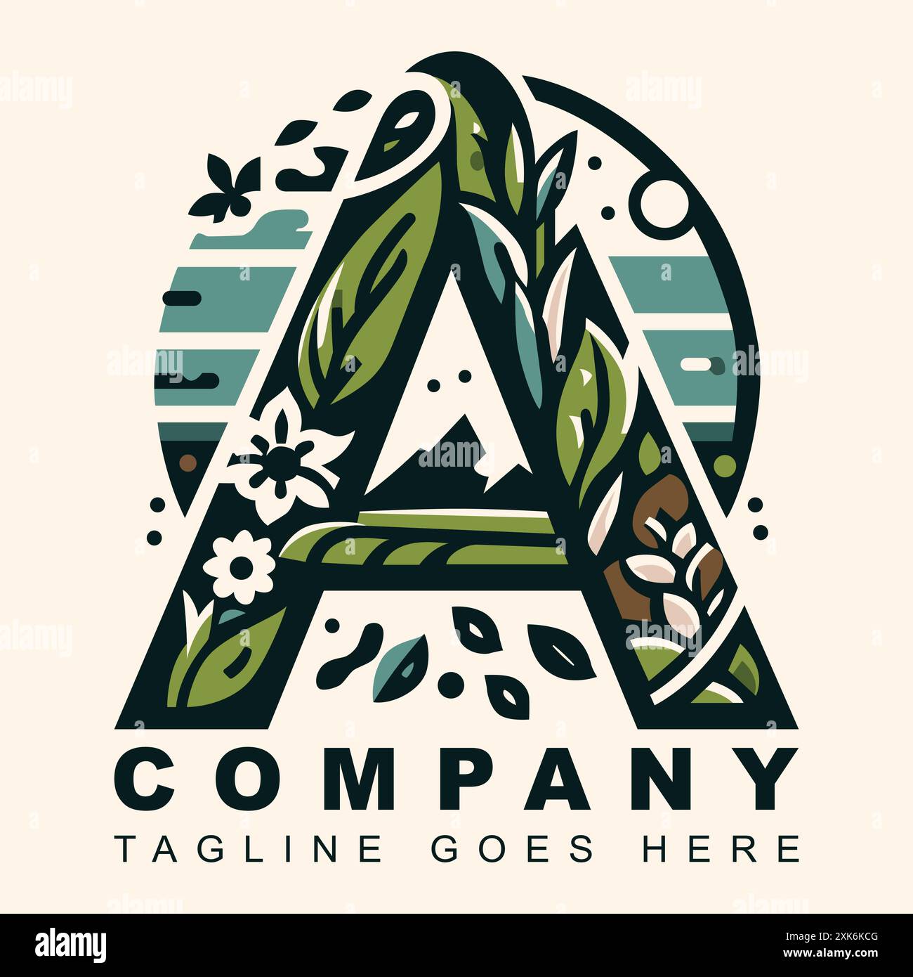 A letter logo with a nature-inspired theme, incorporating elements like ...