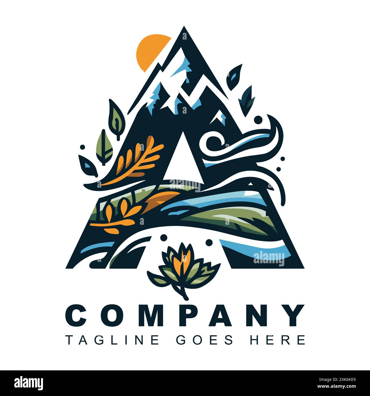 A letter logo with a nature-inspired theme, incorporating elements like ...