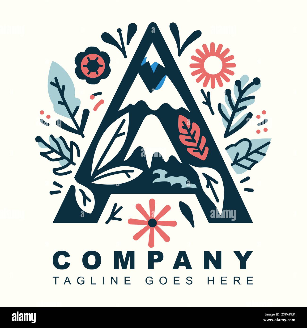 A letter logo with a nature-inspired theme, incorporating elements like ...